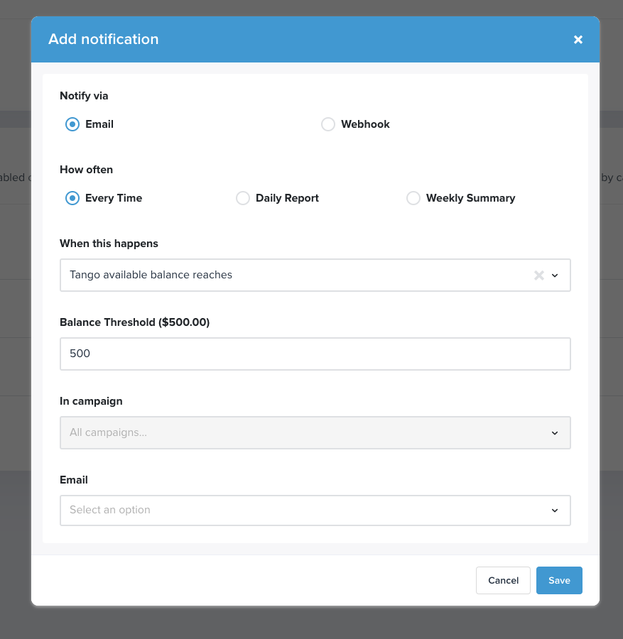 Tango Overview, Setup, Funding, & Notifications